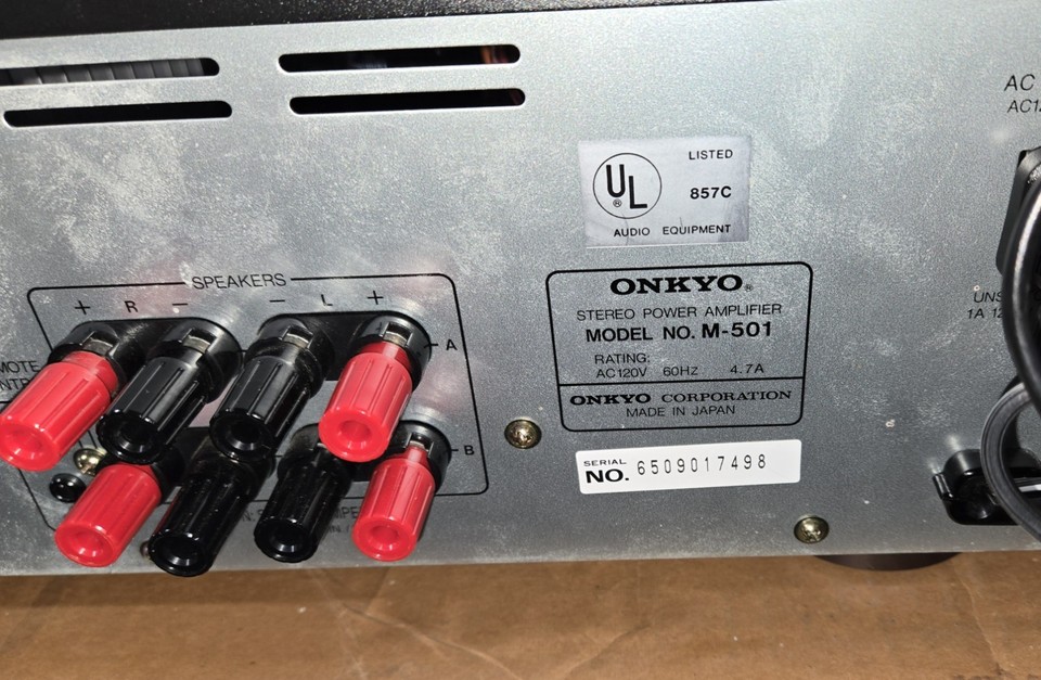 Onkyo M-501 Power Amplifier - 150W Per Channel @ 8 Ohm Excellent - Org ...