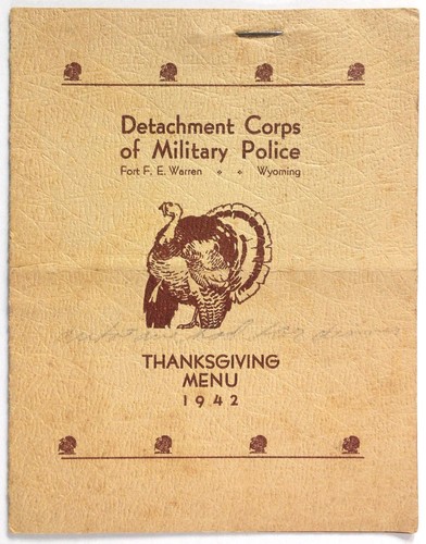1942 Vintage Menu DETACHMENT CORPS MILITARY POLICE Fort Francis E ...