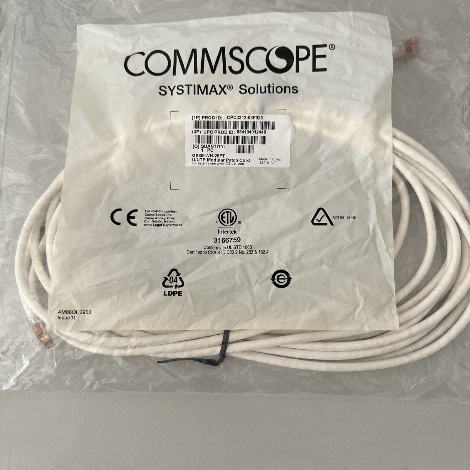 COMMSCOPE SYSTIMAX SOLUTIONS CPC3312-08F025 | eBay Australia
