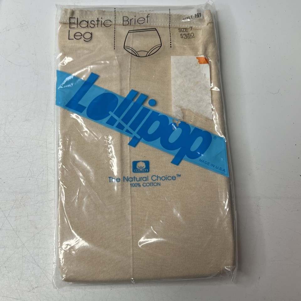 Vintage Lollipop Elastic Leg Panties Brief Beige size 7 style 161 lot ...