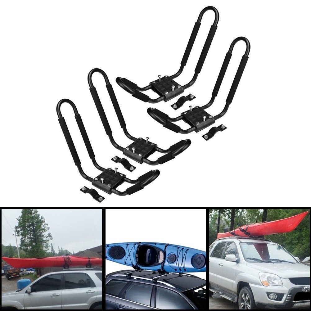 2 Pair Universal J Bar Kayak Roof Rack Carrier Canoe Roof Top Mount Car ...