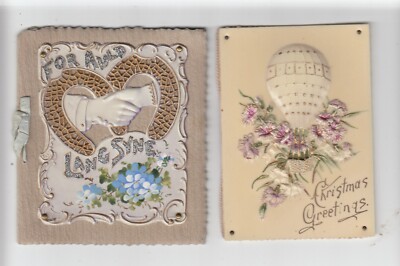 2 Nice Antique embossed celluloid Christmas cards 1899 | eBay Australia