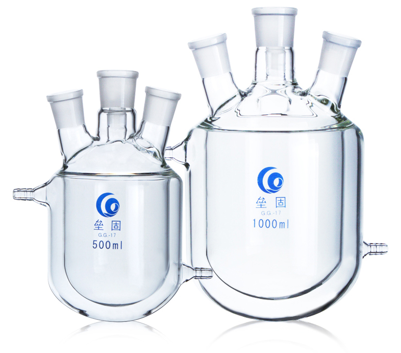 New 500ml 4-Necks Glass Jacketed Flask Reactor Vessel Double Layer 24 ...