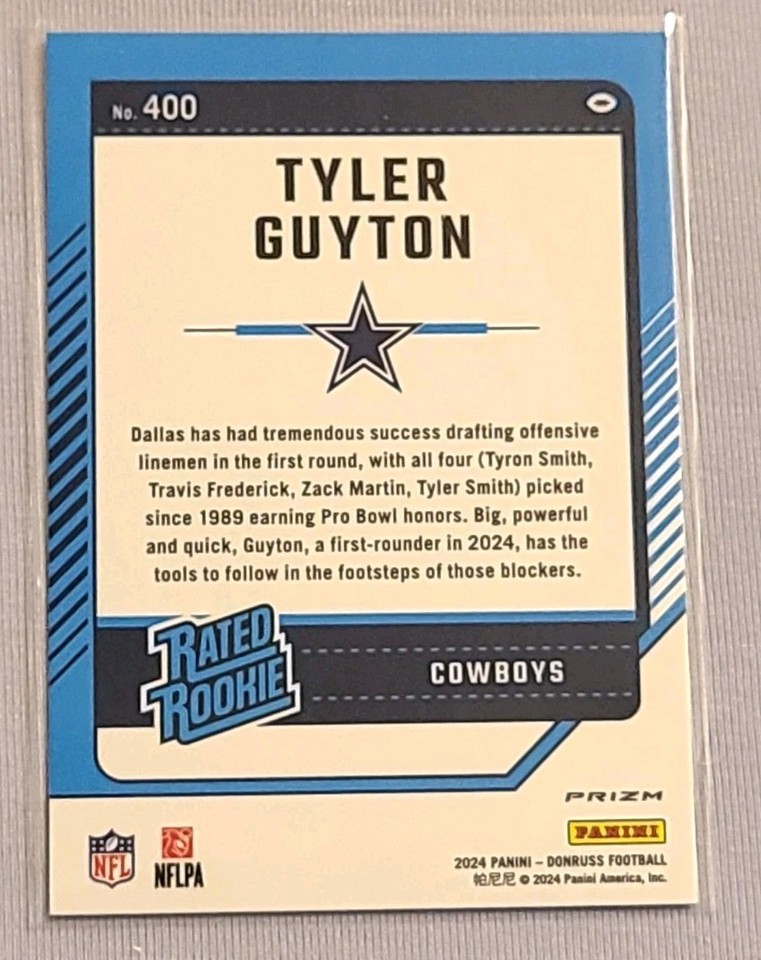 2024 Panini Donruss Tyler Guyton Rated Rookie Red Wave Optic Preview RC ...