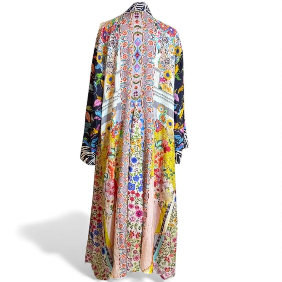 JOHNNY WAS Boho Anjola Sicily Patchwork 100% Silk Kimono Duster XXL ...