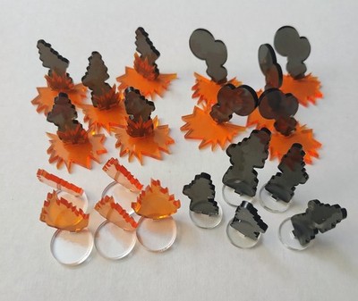 Blast Smoke Fire Marker Acrylic Transparent Lot Of 20 Tabletop Games ...