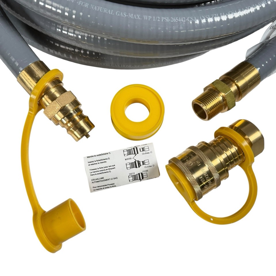 30FT 3/4" ID Natural Gas Hose Quick Connect for Grills Heaters ...