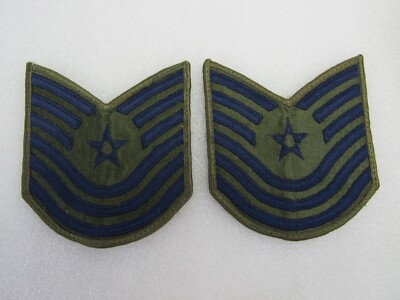 US Air Force Enlisted Master Sergeant E-7 Rank Blue On OD Green Patch ...