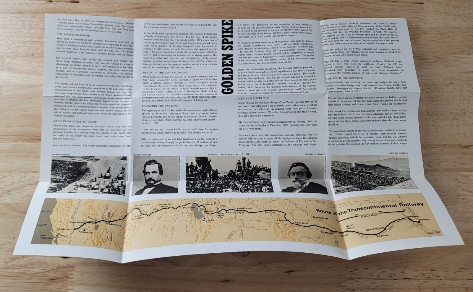 Vintage GOLDEN SPIKE BROCHURE Historic Guide Map Tourist Travel ©1970 ...