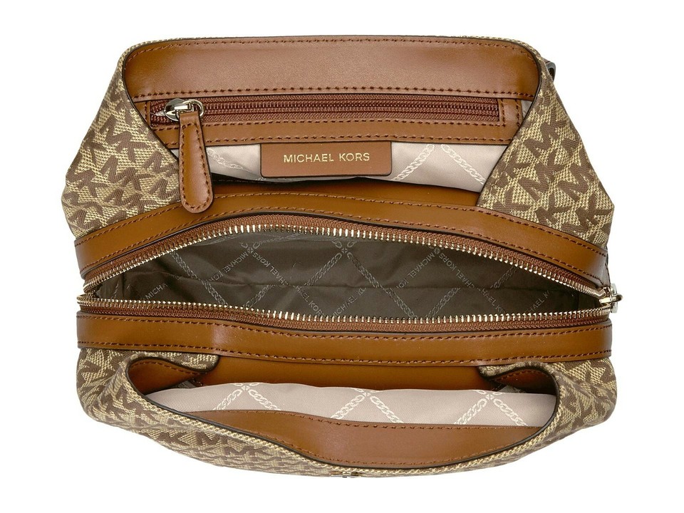 Michael Kors Raven Medium Brown/Ebony Signature and Leather Backpack ...