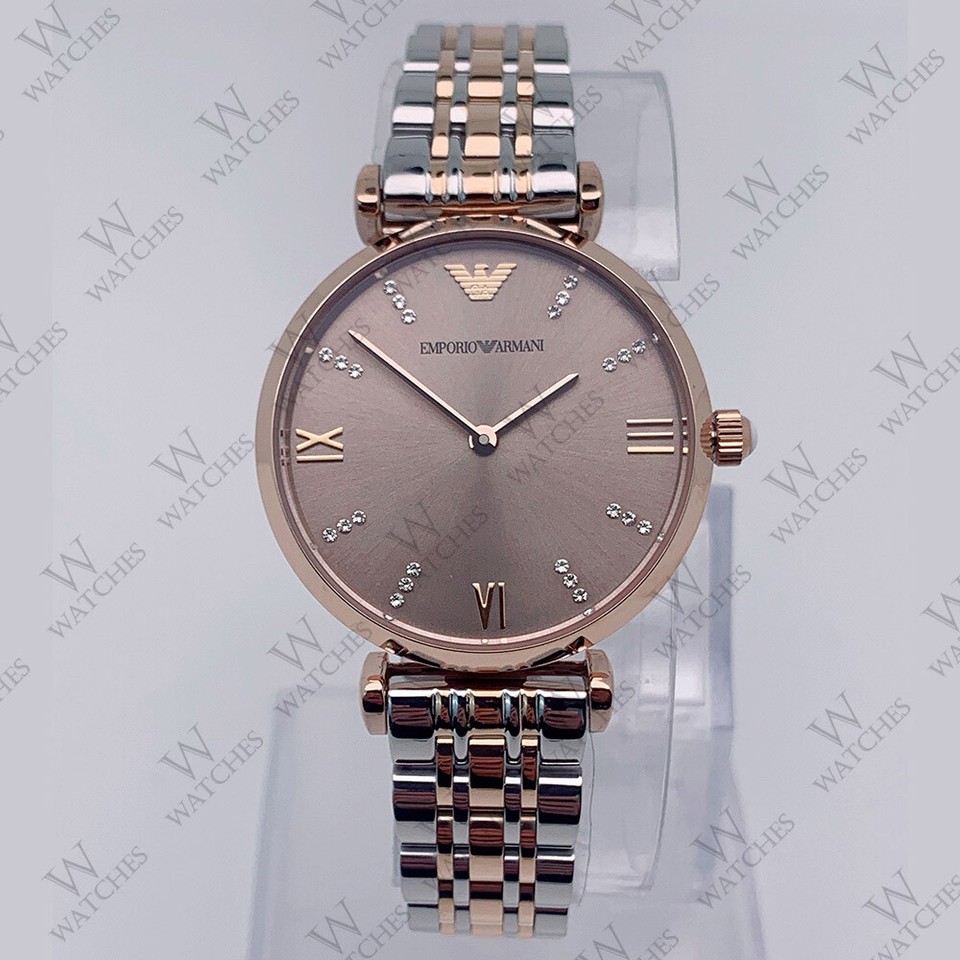 New In Box Emporio Armani AR1840 Two Tone Gianni Stainless Steel Ladies ...