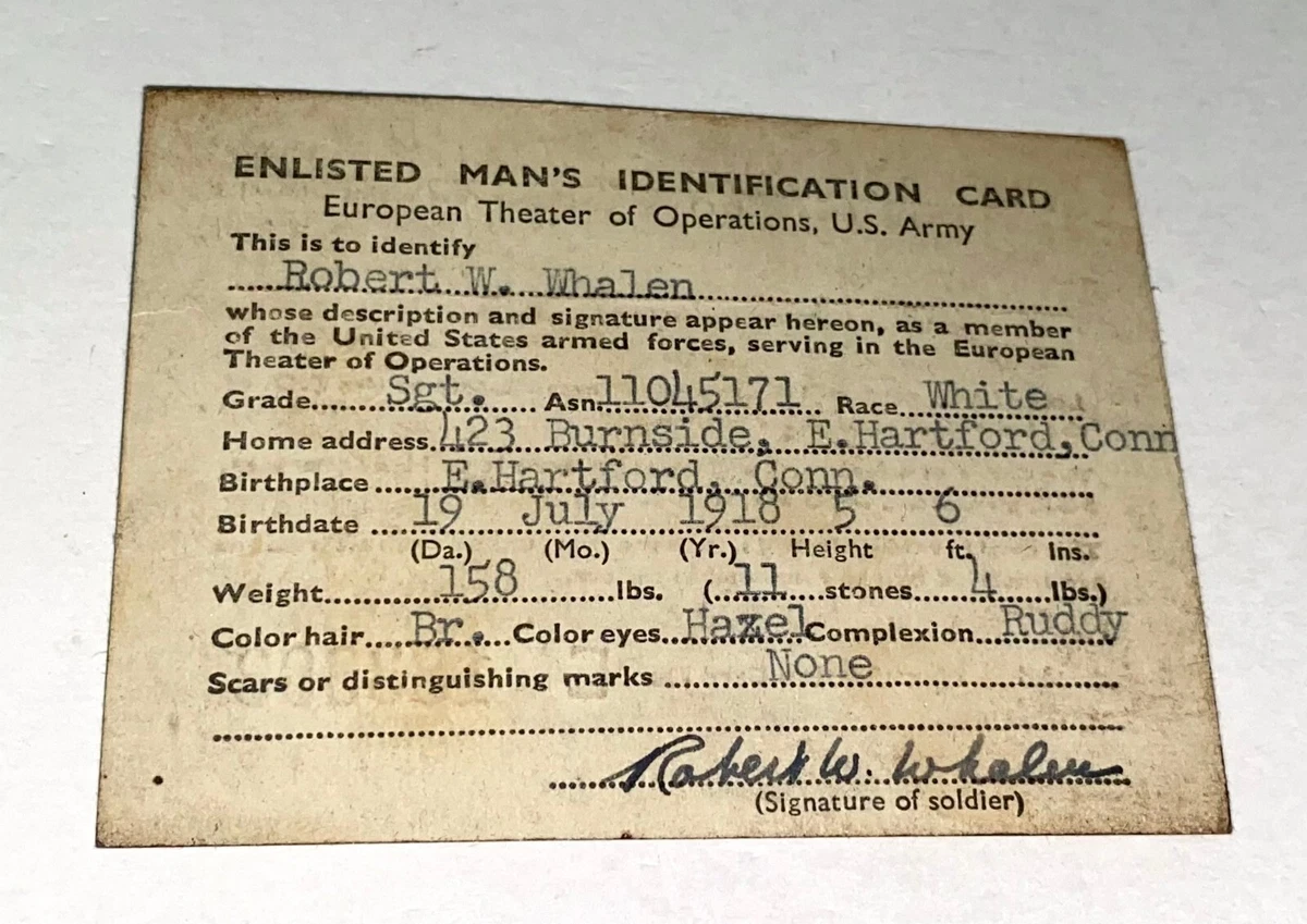 Wwii Enlisted Id Card