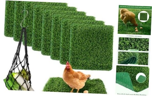 8 Pcs Chicken Nesting Box Pads, Washable Artificial Grass Mats with ...