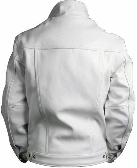 Men's White Trucker Jacket Denim Jacket Style Real Leather Buttoned ...