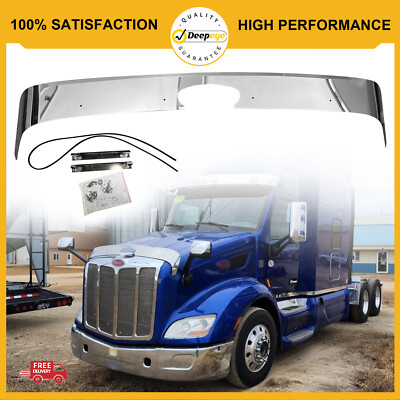 New For Stainless Steel Shield Bug Deflector 2013-2021 Peterbilt 579 ...