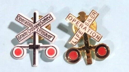 (2) Railroad pins Grade Crossing Safety and Operation LifeSaver Lapel ...