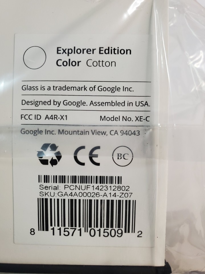 NEW Google Glass XE-C Explorer Edition Color Cotton - NEW SEALED BOX | eBay