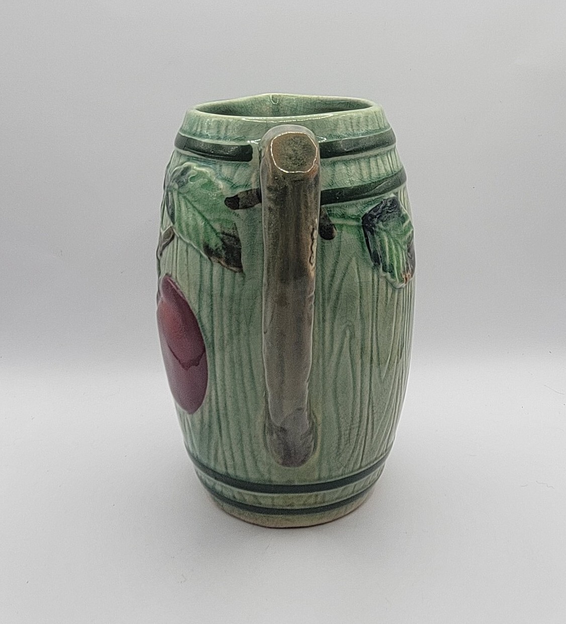 Vintage Lipper & Mann Green & Red Apple Majolica 7" Pottery Pitcher ...