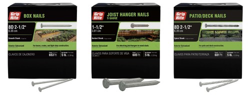 Grip-Rite Exterior Galvanized Nails 5-lb Box: Patio/Deck, Joist Hanger ...