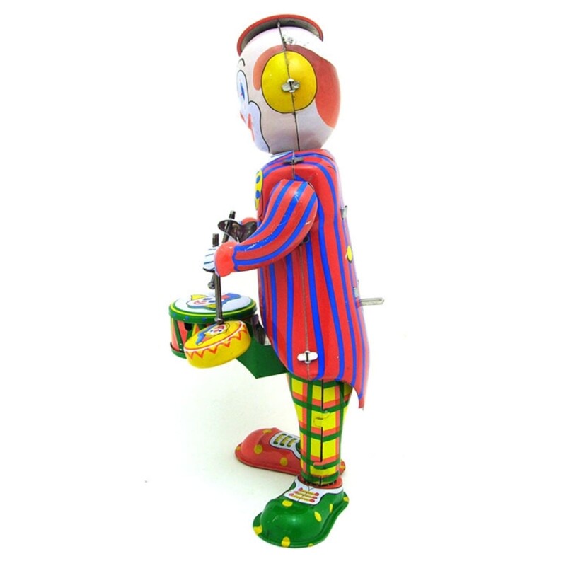 Wind up Toy Robot Clown Drumming Tinplate Circus Vintage Style Photo ...