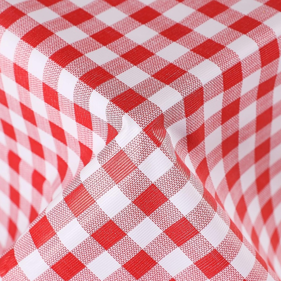 Red Plaid Premium Plastic Vinyl Table Cover Tablecloth Protector - Sold ...