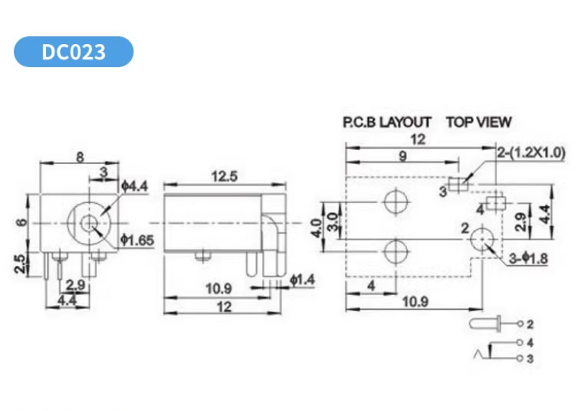 DC002 DC005 3 Pin PCB Mount 3.5*1.3 5.5*2 Female DC Power Jack Socket ...