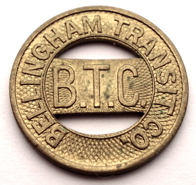 US, BELLINGHAM TRANSIT CO Good For One Fare 1946 Token 16.5mm 1.5g ...