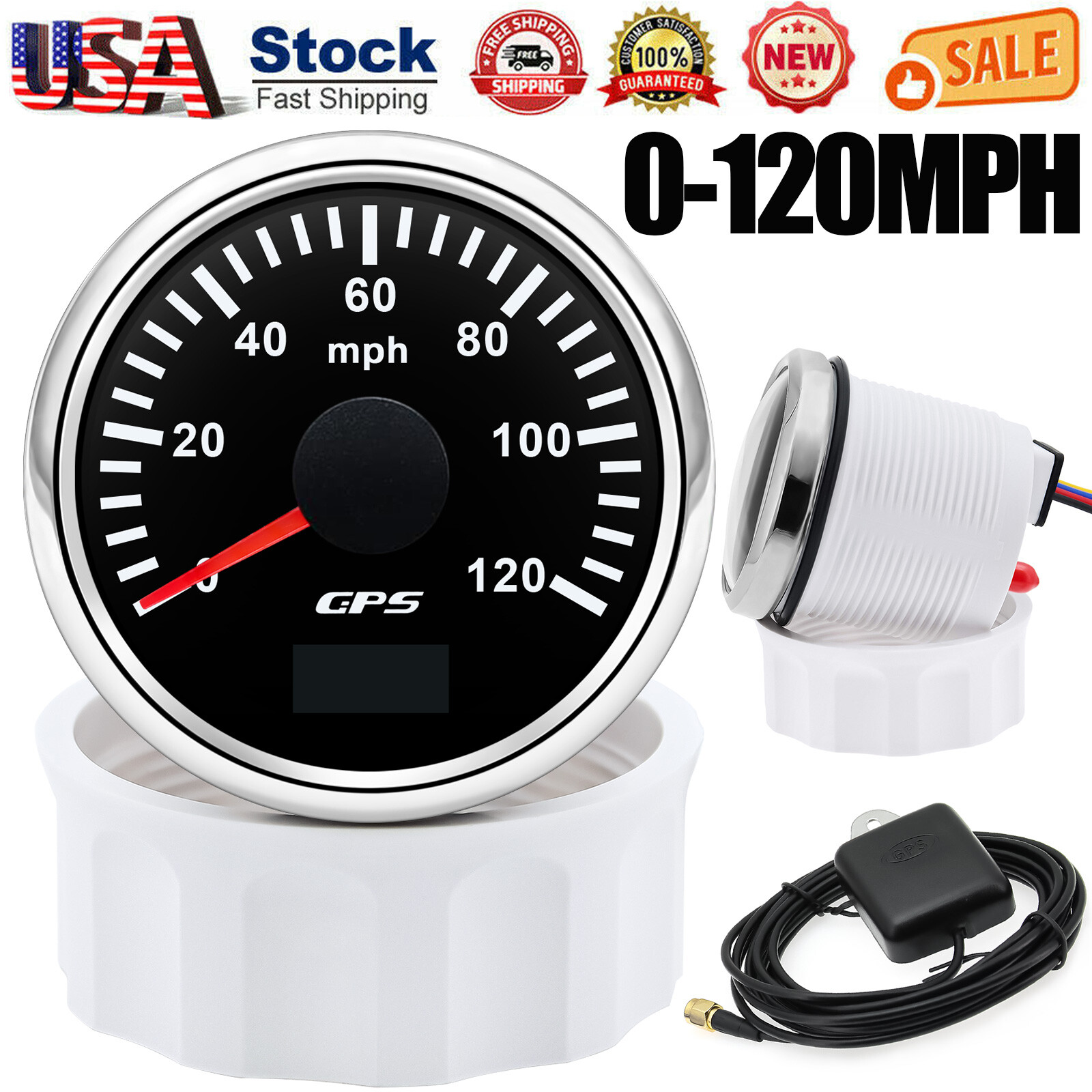 52mm GPS Speedometer 0-120MPH Gauge Waterproof for Motorcycles Boat Car ...