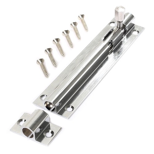 Straight Door Bolt 100mm / 4" Long Barrel Slide Lock Polished Chrome ...