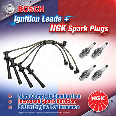 4 x NGK Spark Plugs + Bosch Ignition Leads Kit for Nissan Primera P11 1 ...