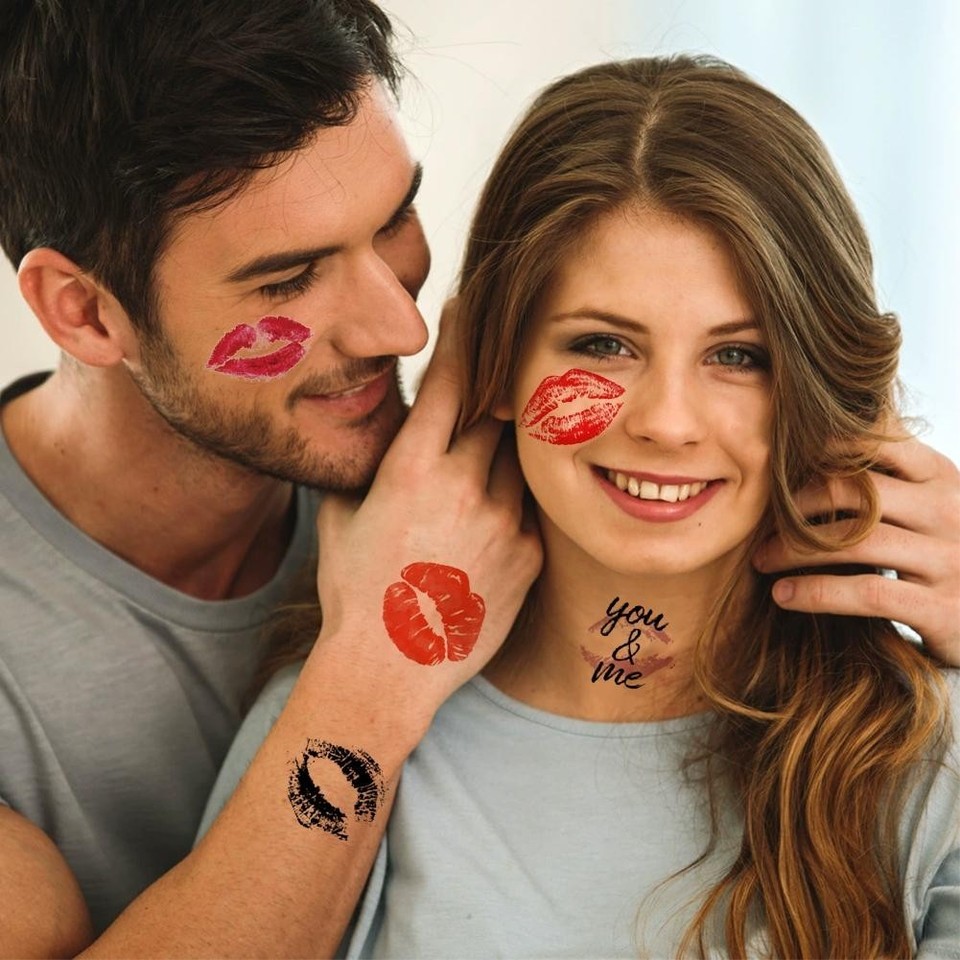 1 x Lips TEMPORARY TATTOO Love bite Kiss mark Valentines Tattoo Lip day ...