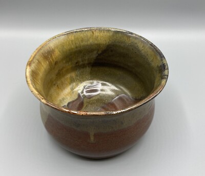 Studio Stoneware Pottery Earthtone Colors Drip Glaze Bowl Signed 6" | eBay