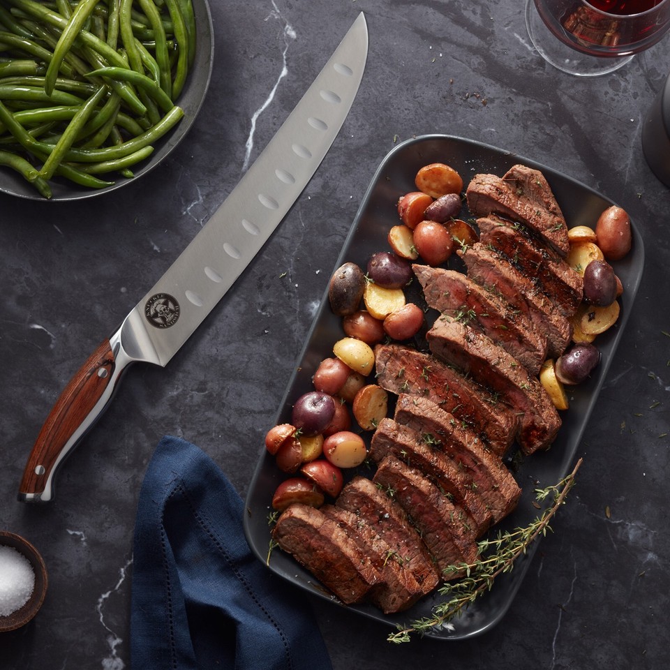 Guy Fieri Knuckle Sandwich 10-Inch Cimeter Meat Slicer Knife w/Leather ...