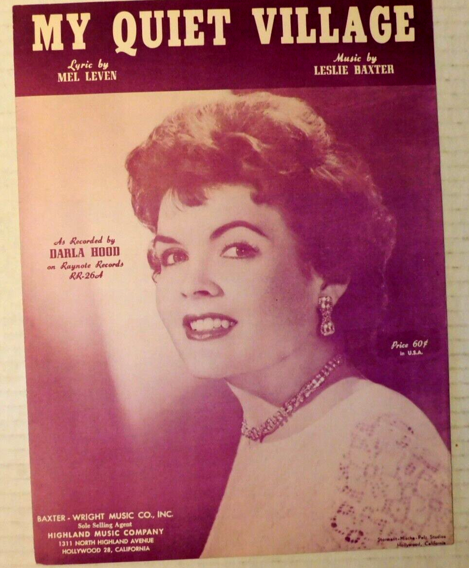 SHEET MUSIC Darla Hood "My Quiet Village" Raynote Records RR-26 © 1959 ...