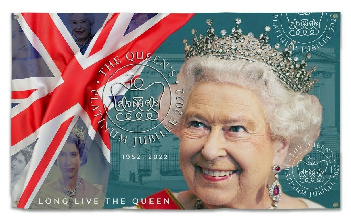 Large Queen's Platinum Jubilee Fabric Banner / Flag - 5x3ft Made in ...