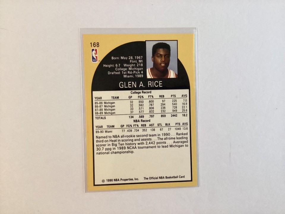 Glen Rice 1990-91 NBA Hoops Rookie Card # 68 Heat | eBay