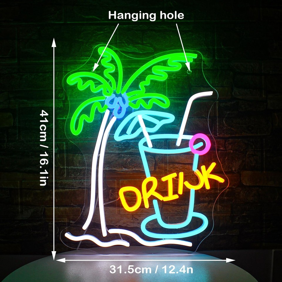 neon dellalbero di palma Drink Segni al neon Birra Bar Segni al neon ...