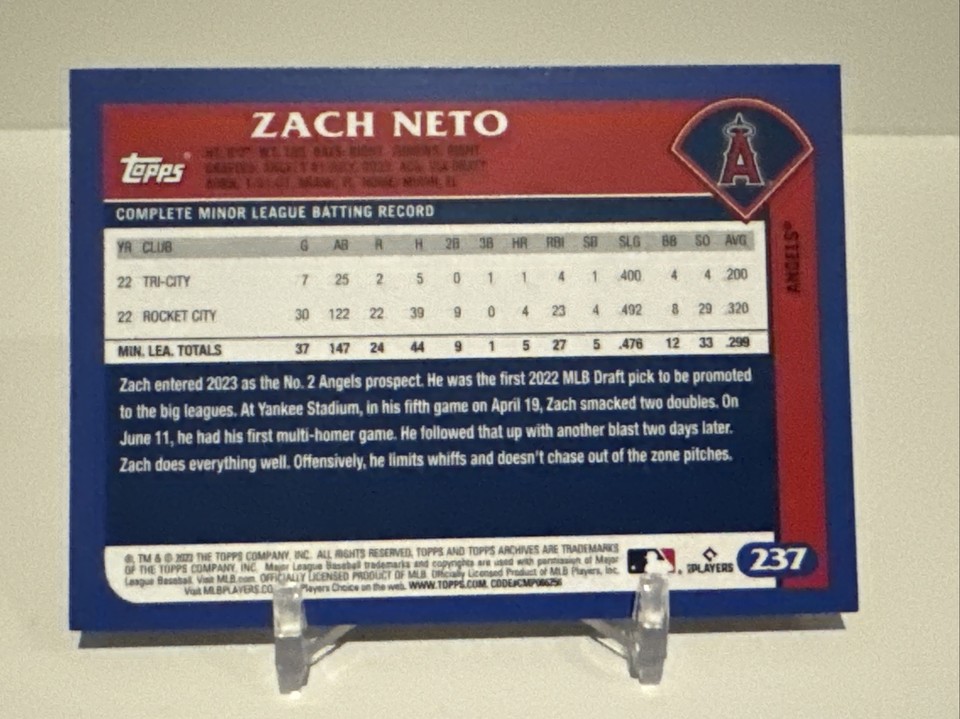2023 Topps Archives ZACH NETO Rookie Card #237 Los Angeles Angels | eBay