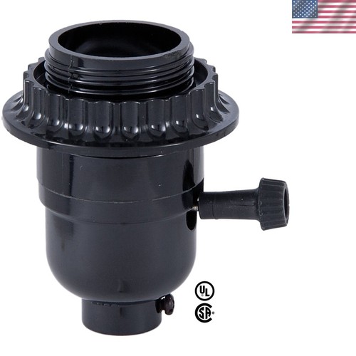 Black Medium Base Lamp Socket with Turn-Knob On/Off - Easy Installation ...
