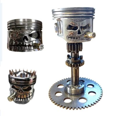 Skeleton Sculpture Carving Piston Skull Face Figurine Skull Man Head ...