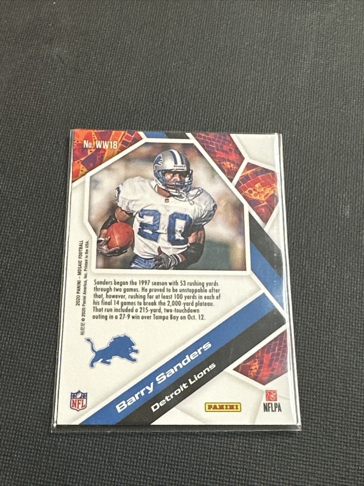 2020 Mosaic Football BARRY SANDERS Will to Win Insert LIONS #WW18 ...