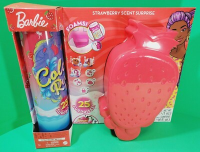 NEW 2020 Barbie Color Reveal Foam Doll & Pet Strawberry Scent 25 ...