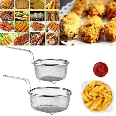 Kitchen Cooking Tools Fry Basket With Handle Deep Fryer Skimmer | eBay ...