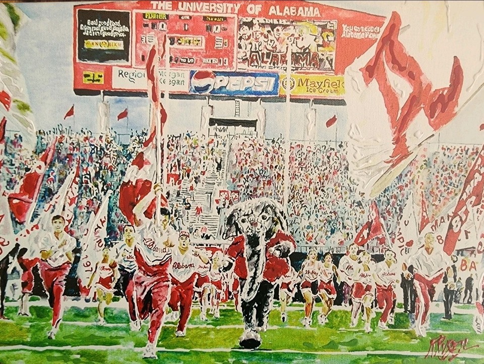 ORIGINAL PAINTED ART by Richard Russell Roll Tide Roll.. Big AL Limited ...