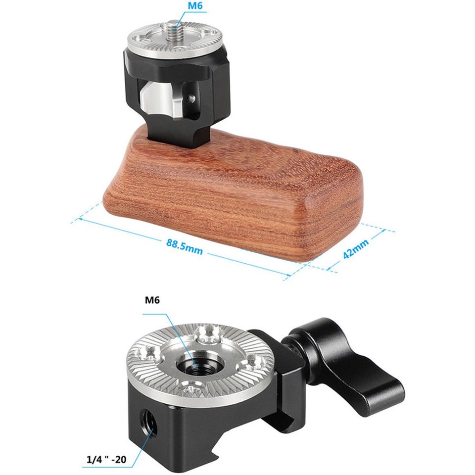CAMVATE Quick Release Wooden Hand Grip with M6 ARRI Rosette Connection ...
