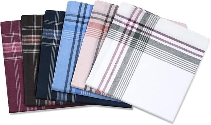 Men's Handkerchiefs - 12 Pack Large Cotton Hankies, Premium Soft Gents ...