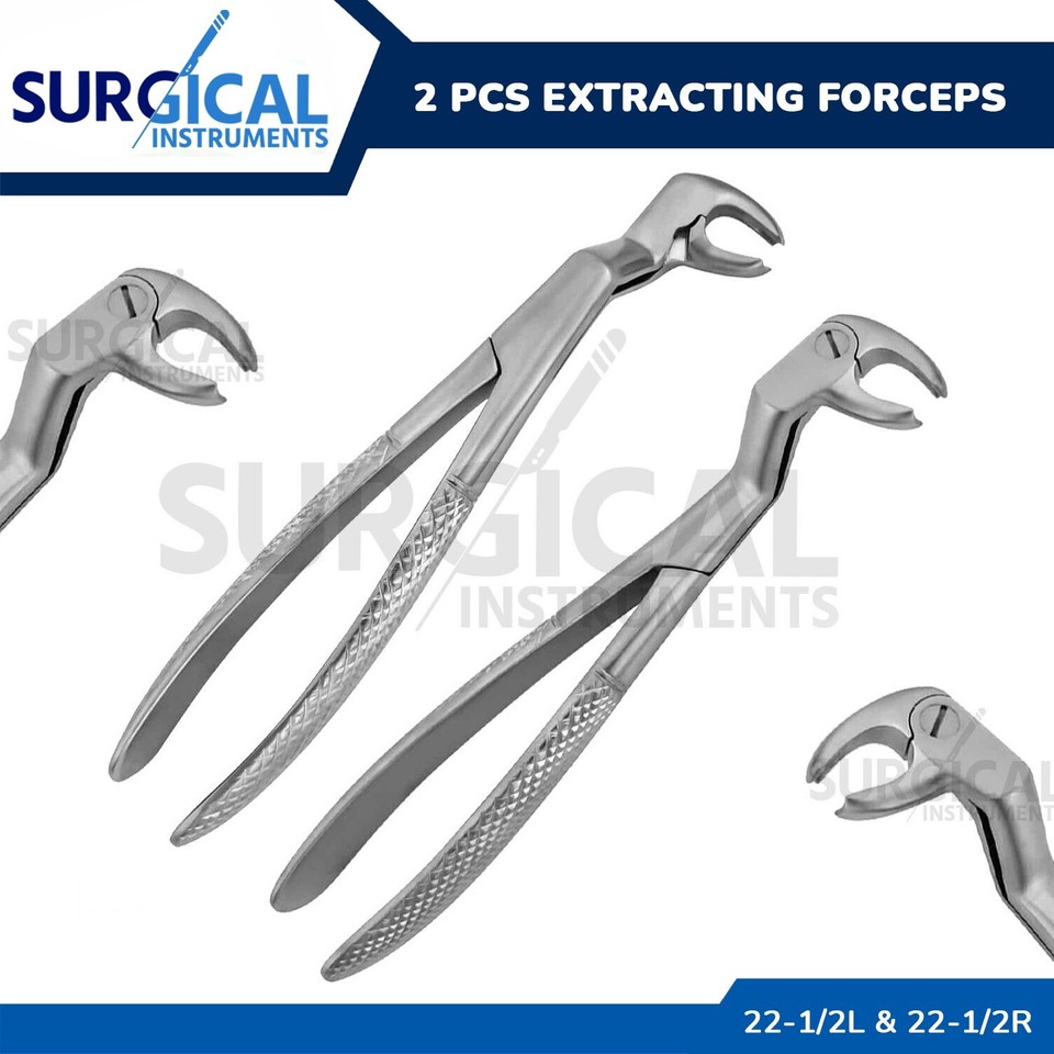 Extracting Forceps 22-1/2L & 22-1/2R Dental Instruments Stainless ...