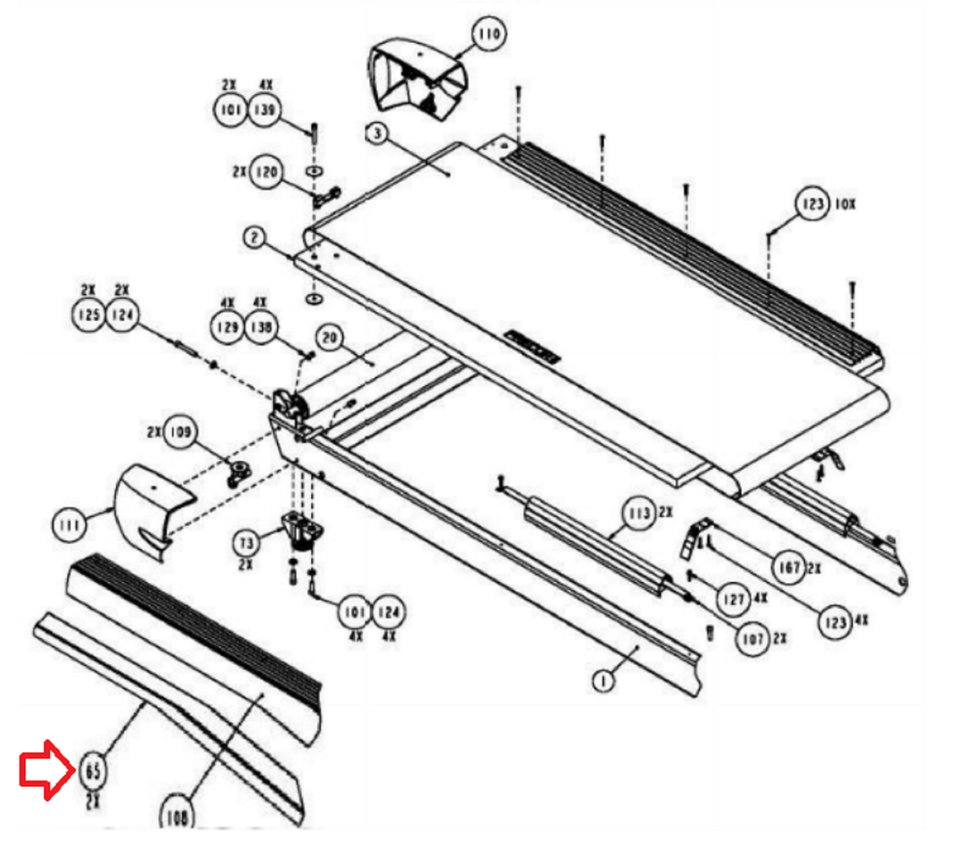 Precor 9.3x Treadmill Left or Right Deck Side Rail Trim Cover 48028-101 ...