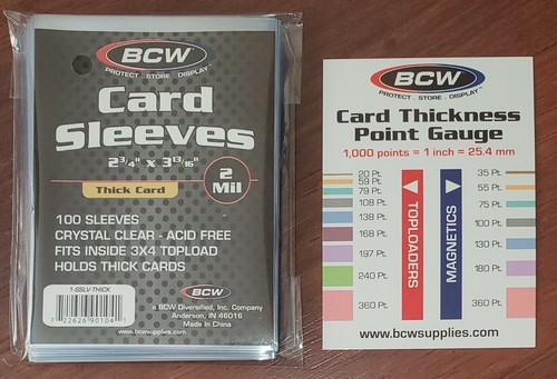 1 Pack (100) BCW Thick Card Sleeves + Card Thickness Point Gauge | eBay