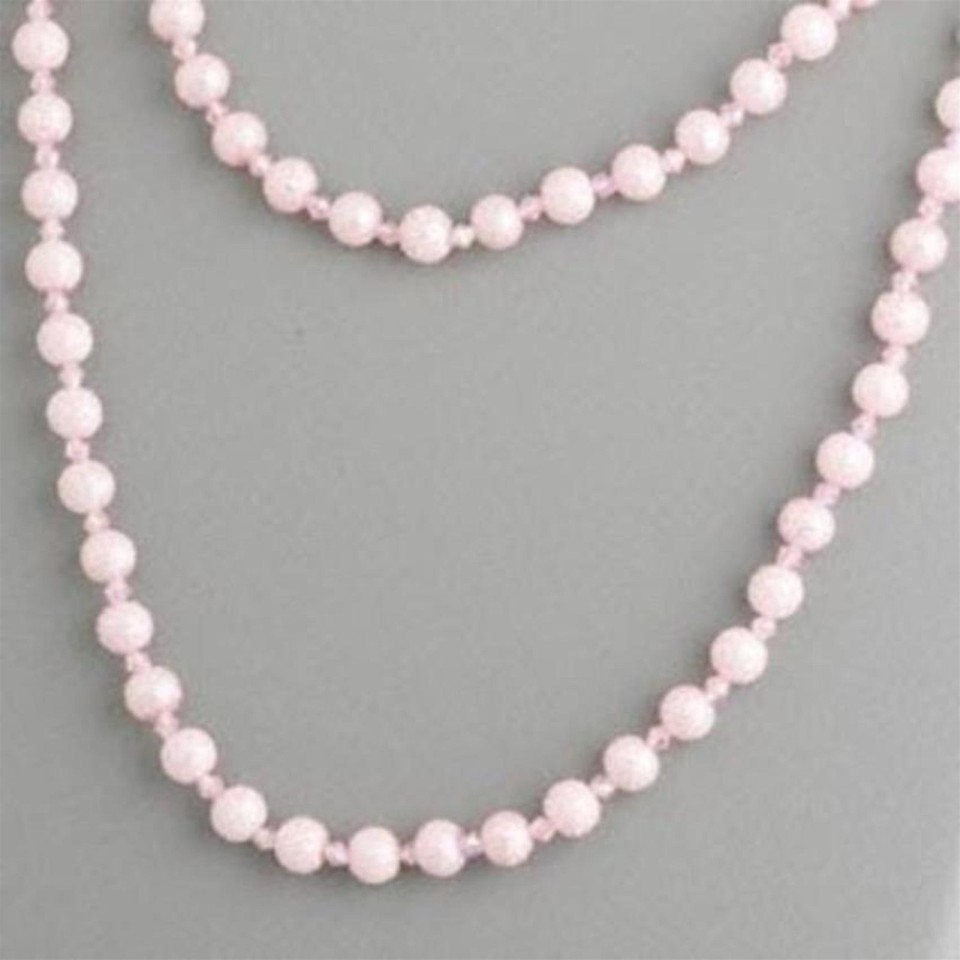 Retro Textured Bumpy Glass Pearl Beads Long Opera Length Necklace Light ...